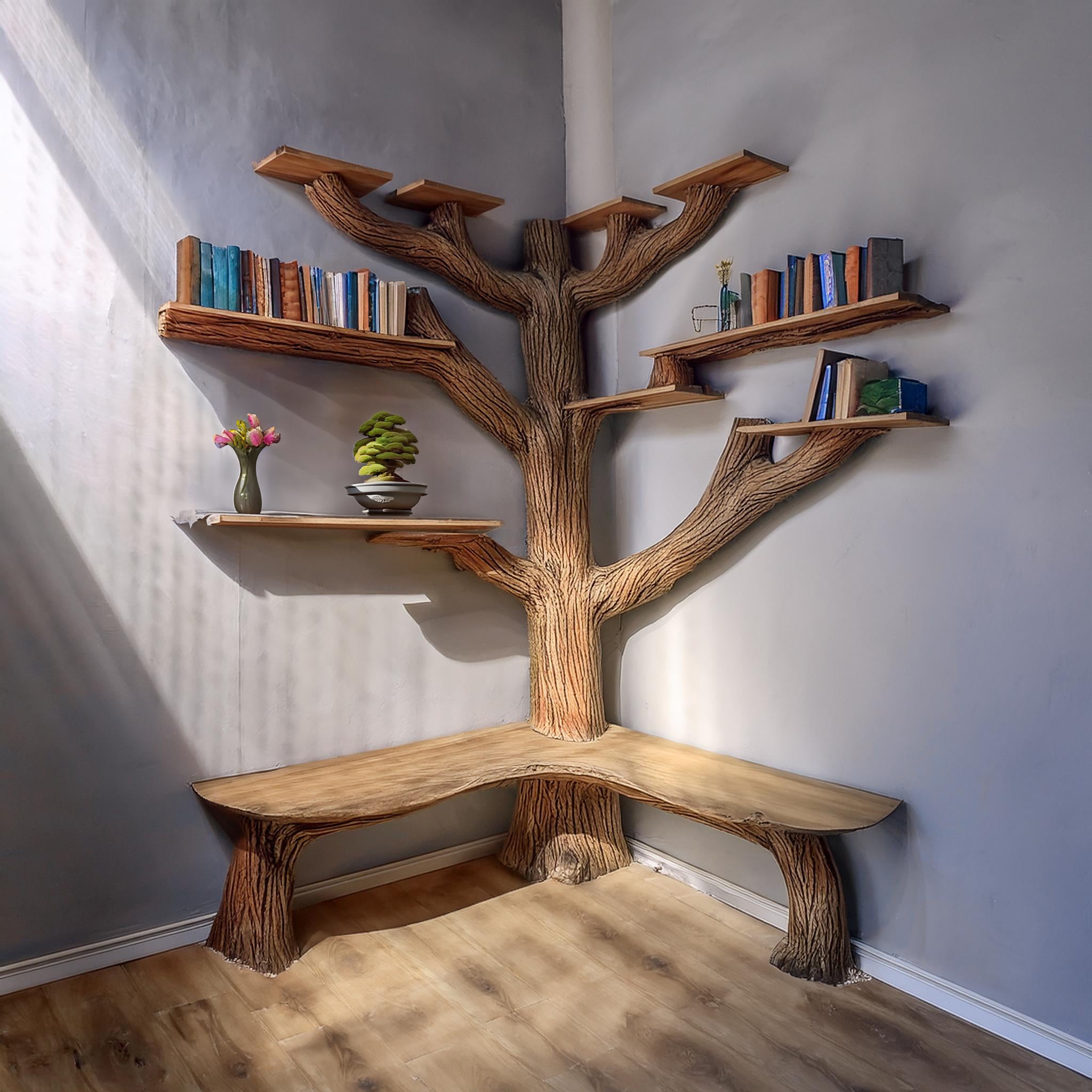 Corner tree bookshelf store
